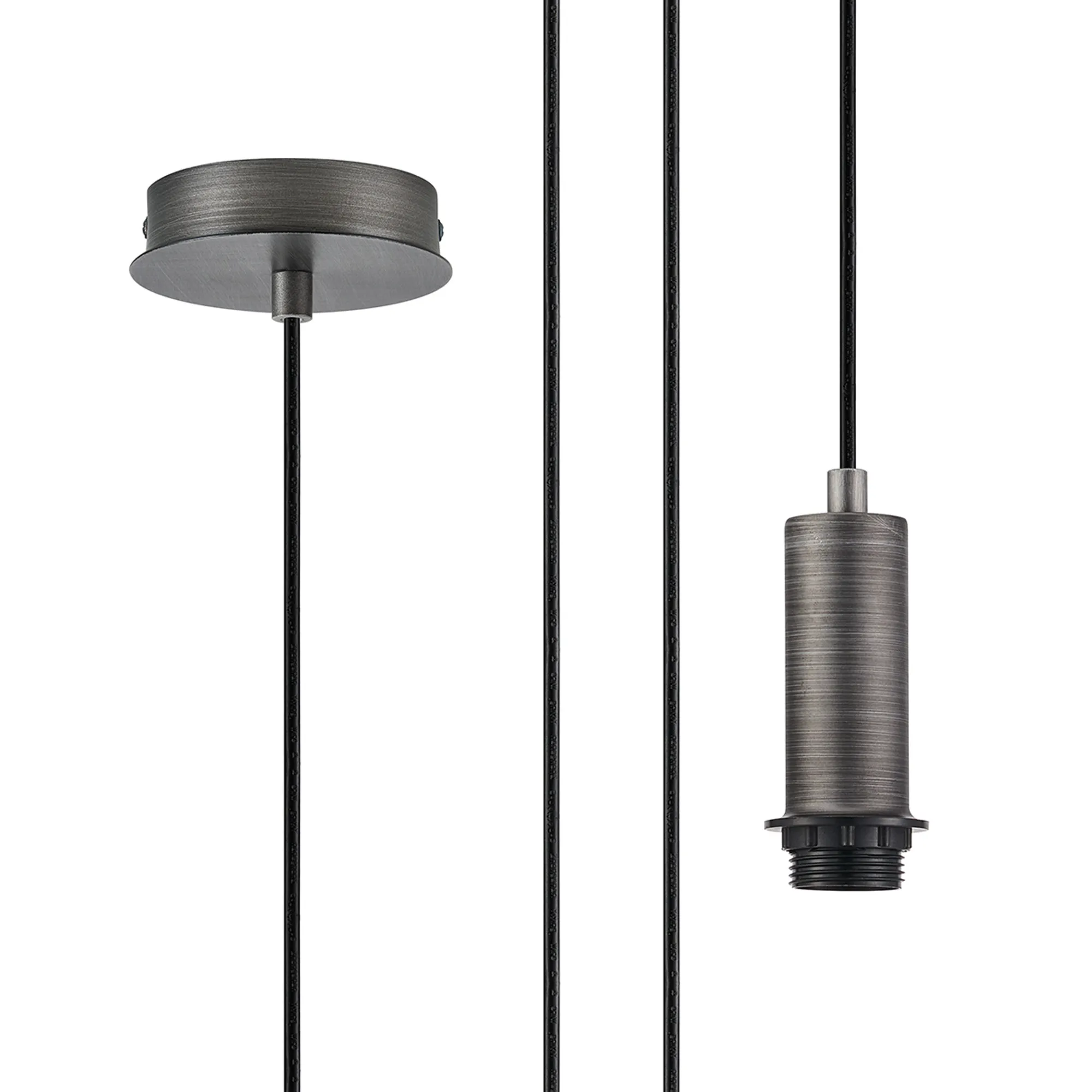 D1053AP Wick Short Body E27 Deco Wick 10cm Body, 5m Single Pendant (FRAME ONLY), 1 x E27, Aged ...